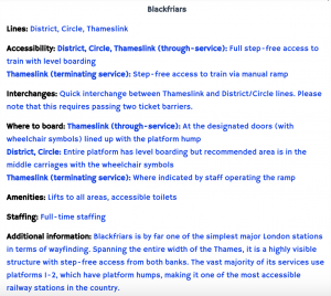 SfL Map Interactive Descriptions – Step-Free London